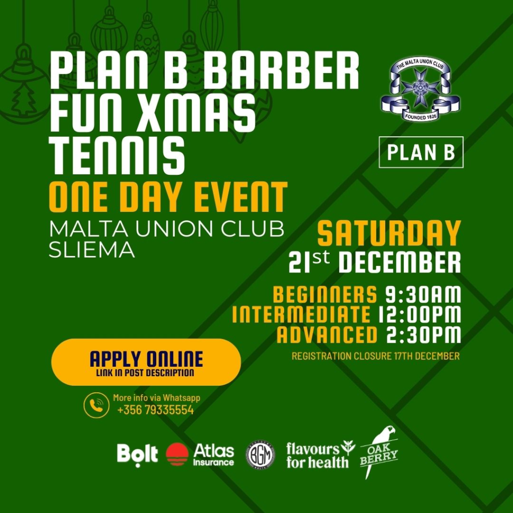 Plan B Barber Tennis – One Day Event – The Malta Union club